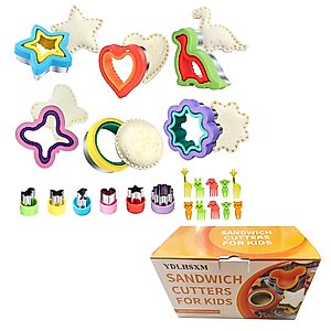 Sandwich Cutter and Sealer, 22 Pcs Uncrustable Sandwich Maker for Kids, Decruster Sandwich Maker, Bread Cookie Cutters for Kids Lunch Box (Multi)