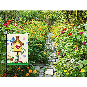 Spring Garden Flag,Hello Spring Flag Double Sided Welcome Burlap Seasonal House and Bird Spring House Flags 12.5 x 18 Inch Summer Yard Signs Outdoor Decor for Homes,Gardens,Patio or Lawn