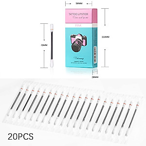 PASNOWFU Tattoo Lipstick, 20 Pcs Tattoo Lipstick cotton swab, Cotton Swab Lipstick, Velvet Matte Tattoo Lip Stain Portable Lip Stain, Durable Waterproof Liquid Non-Stick Lip Gloss (Nude)