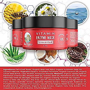 Vitamin Enzyme Mask (Plant Based) by MaryRuth's - 74% Organic Ingredients, Vitamins & Glycolic Acid gently remove dead skin cells to allow new skin tissue to emerge 4oz For Men & Women