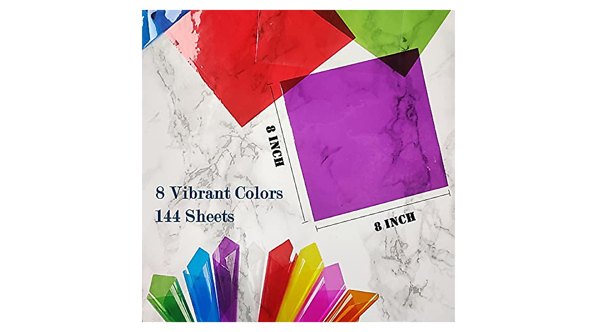 Vibrant 144PC Colorful Cellophane Sheets | 8 Colors for Crafts