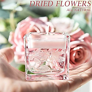 Scented Candle with Dry Flower Inside, Pink Candles Gifts for Women Birthday Mother's Day Anniversary Valentine's Day, Natural Soy Candle Decorative Candles for Home Scented Home Decoration, Non-Toxic