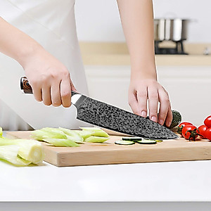 FineTool Kitchen Knife, 8 inch Professional Chef's Knives Japanese 7Cr17 Stainless Steel Vegetable Cleaver with pakkawood Wood, Sharpest Cooking Knives Best Choice for Home Kitchen and Restaurant