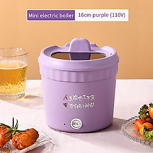 Mini Electric Cooker, Multifunctional Small Pot, Versatile Electric Hot Pot, 1.2L Multi Cooker Pan With Lid & Phone Holder,Portable Ramen Pot Cooker for Small Household Hot Pot (Purple)