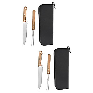 YARNOW 2 Sets Barbecue Knife and Fork Tools Knife Kit Outdoor Dinnerware Food Grill Travel Utensil Barbecue Kitchen Fork Grilling Accessories Kit Barbecue Tool Forks BBQ Tools BBQ Fork