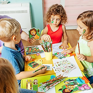 BenLouis 240Pcs Jungle Safari Party Favors Zoo Animals Sticker Stampers Slap Bracelets School Stationery Set Bulk Classroom Prizes for Kids Wild One Party Baby Shower Goodie Bags Fillers