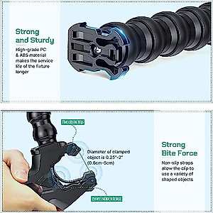 HONGDAK 8-in-1 Jaws Flex Clamp Mount with Adjustable Gooseneck (8 Sections) for GoPro Hero 11, 11Mini, 10, 9, 8, 7, 6, 5, 4, Session, 3+, 3, Max, Hero (2018), Fusion, DJI Osmo, Xiaomi Yi Action Camera