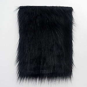 Highshion 3 Sheets Artificial Shaggy Faux Fur Fabric | 9" x 12" | Camera Floor Chair Cover Seat Cushion for Any DIY Craft | Rectangular Patch Costume | Plush Crafting Sewing (9" X 12", Black)