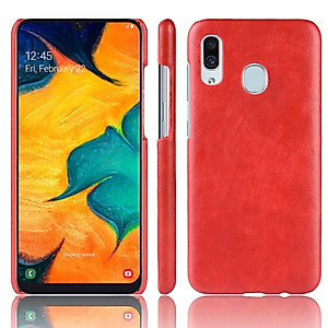 Phone Case for Samsung Galaxy A40 Case, [PU Leather]+[Hard Plastic] for Samsung Galaxy A40 Protector Case, Non-Slip Shockproof for Samsung Galaxy A40 Phone Cover Red