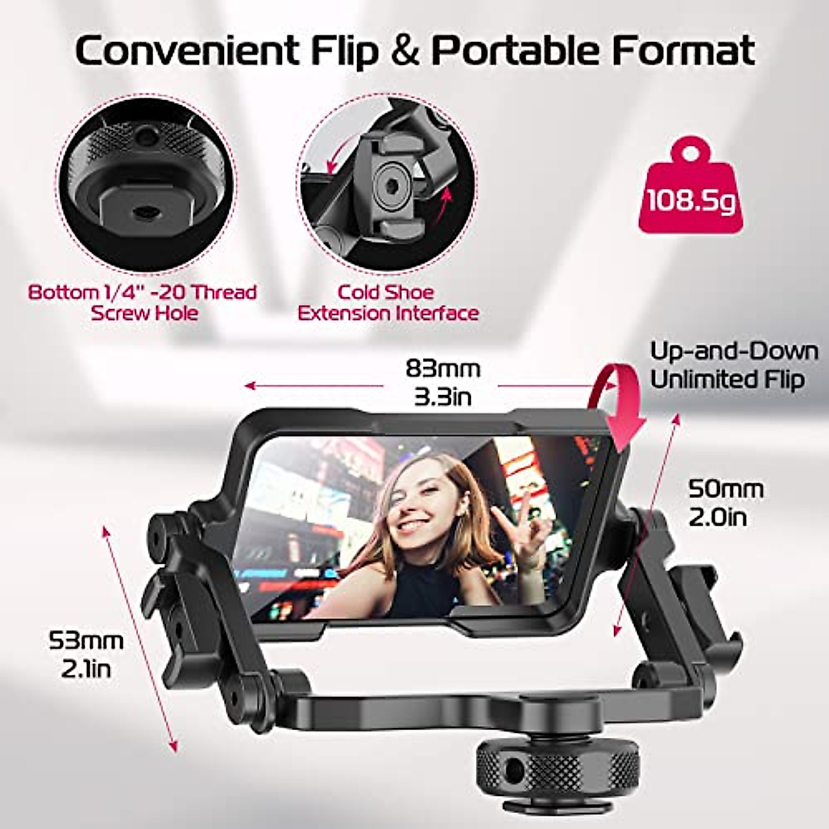 ULANZI Selfie Mirror Kit for Smartphone, Phone Holder with Cold Shoe & Flip Mirror, Video Live Streaming Camera Vlogging Accessories, Applicable for iPhone 14 13 12 X Pro Max Rig Sony Canon DSLR