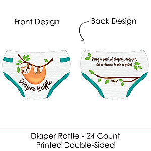 Big Dot of Happiness Let’s Hang - Sloth - Diaper Shaped Raffle Ticket Inserts - Baby Shower Activities - Diaper Raffle Game - Set of 24