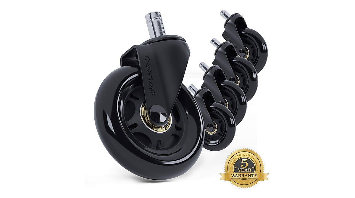 Office Chair Caster Wheels Set of 5 - Heavy Duty, Silent & Floor Safe