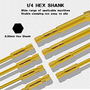 Mgtgbao 8PC Golden Concrete Drill Bit Set, Masonry Drill Bits Set Carbide Tip for Glass, Brick, Tile, Concrete, Plastic and Wood（3mm-12mm）