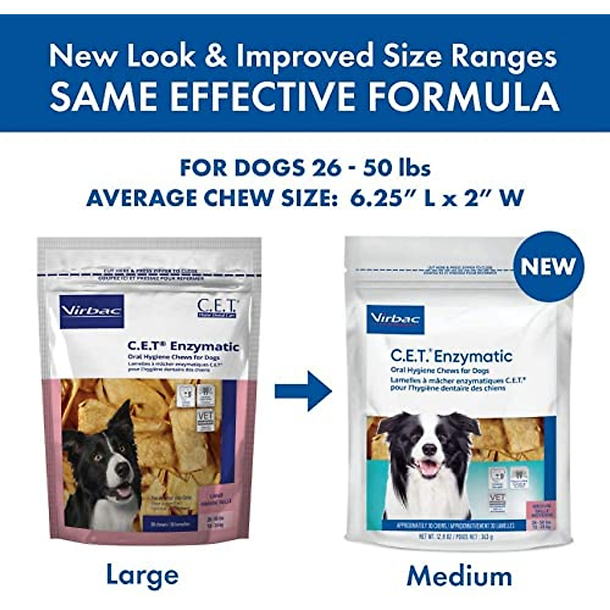 Virbac C.E.T. Enzymatic Oral Hygiene Chews, Medium Dog, 30 Count