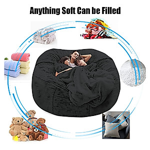 7FT Giant Bean Bag Chair Cover, (No Filler, Cover only) Ultra Soft Bean Bag Bed for Adults Big Round Soft Fluffy Faux Bean Bag Lazy Sofa Bed Cover Machine Washable Big Size