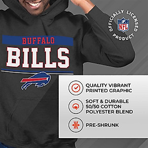 Team Fan Apparel NFL Adult Gameday Charcoal Hooded Sweatshirt - Cotton & Polyester - Stay Warm & Represent Your Team in Style (Buffalo Bills - Charcoal, Adult X-Large)