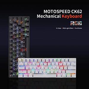 Motospeed CK62 61 Keys RGB Mechanical Keyboard USB Wired BT Dual Mode Gaming Keyboard Pink with OUTEMU Red Switches