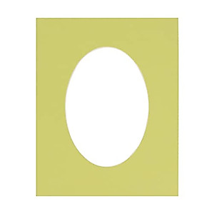 8.5x11 Mat Bevel Cut for 5.5x8.5 Photos - Precut Pistachio Green Oval Shaped Photo Mat Board Opening - Acid Free Matte to Protect Your Pictures - Bevel Cut for Family Photos, Pack of 1 Matboard Show