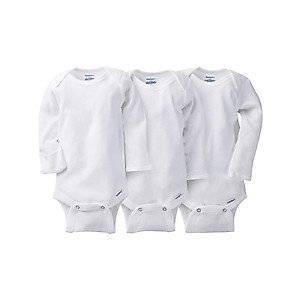 Gerber 3 Pack White Long Sleeve Onesies - 12 Months