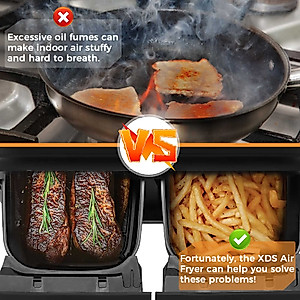 XDS 8-quart Dual Basket Air Fryer with Visible Cooking Windows, 6-in-1 Air Cooker for Roast, Bake, Dehydrate, Reheat & more, 2 Independent Frying Baskets & Digital Touchscreen