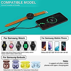 2 in 1 Galaxy Watch 4/4 Classic Charger with USB C Charging Cable,Compatible with Samsung Galaxy Watch 4/4 Classic/3/Active 2/Active and Samsung Galaxy S22/S21/S20/S10/Note 20/10/9/8 and Galaxy Buds