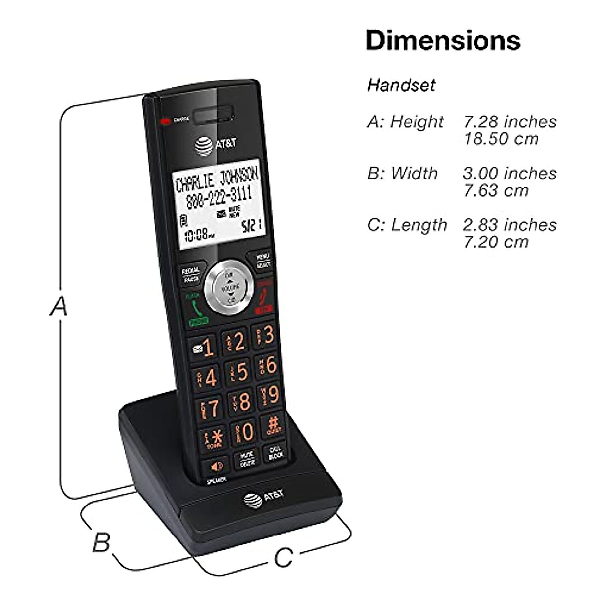 AT&T CL82267 DECT 6.0 2-Handset Cordless Phone for Home with Answering Machine, Call Blocking, Caller ID Announcer, Intercom and Long Range, Black & Wood Grain Finish
