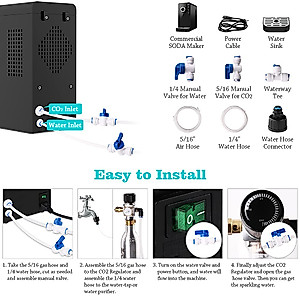 Sparkling Water Maker, Commercial Soda Maker Fizzy Drink Machine Carbonator for Home, Countertop Ice Water Cooler Dispenser and Room Black