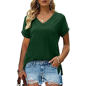 St Patricks Day Shirt Women Summer V Neck Loose Fitting Tunic Tops for Leggings Green L