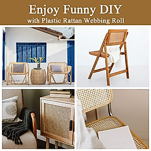 16" x5FT Plastic Rattan Cane Webbing, Woven Open Mesh Cane Net Roll for DIY Caning Furniture Decor Projects: Chair, Cabinet, Ceiling and Door(59x16 in)