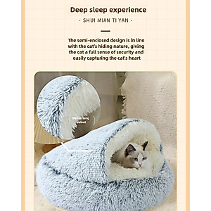 Lapcatz Nest Bed, Lapcatz Bed, Lap Catz Nest Bed, Semi Enclosed Pet Nest, Covered Warm Cat Bed, Cat Beds for Indoor Cats Cave and Calming Dog Beds, Removable Washable Non Slip Bottom (Gray, 23.6in)