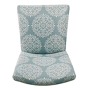 HomePop Parsons Classic Upholstered Accent Dining Chair,Set of 2, Blue and Cream Medallion