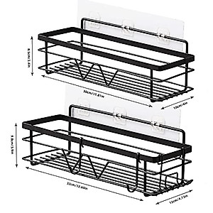 ToNewBe Self Adhesive Shower Shelves, Storage Rack Organizer with 3 Shower Caddy Hooks , Shower Rack No Drilling Wall Mounted Shower Storage Self, 2 Packs Shower Caddy.
