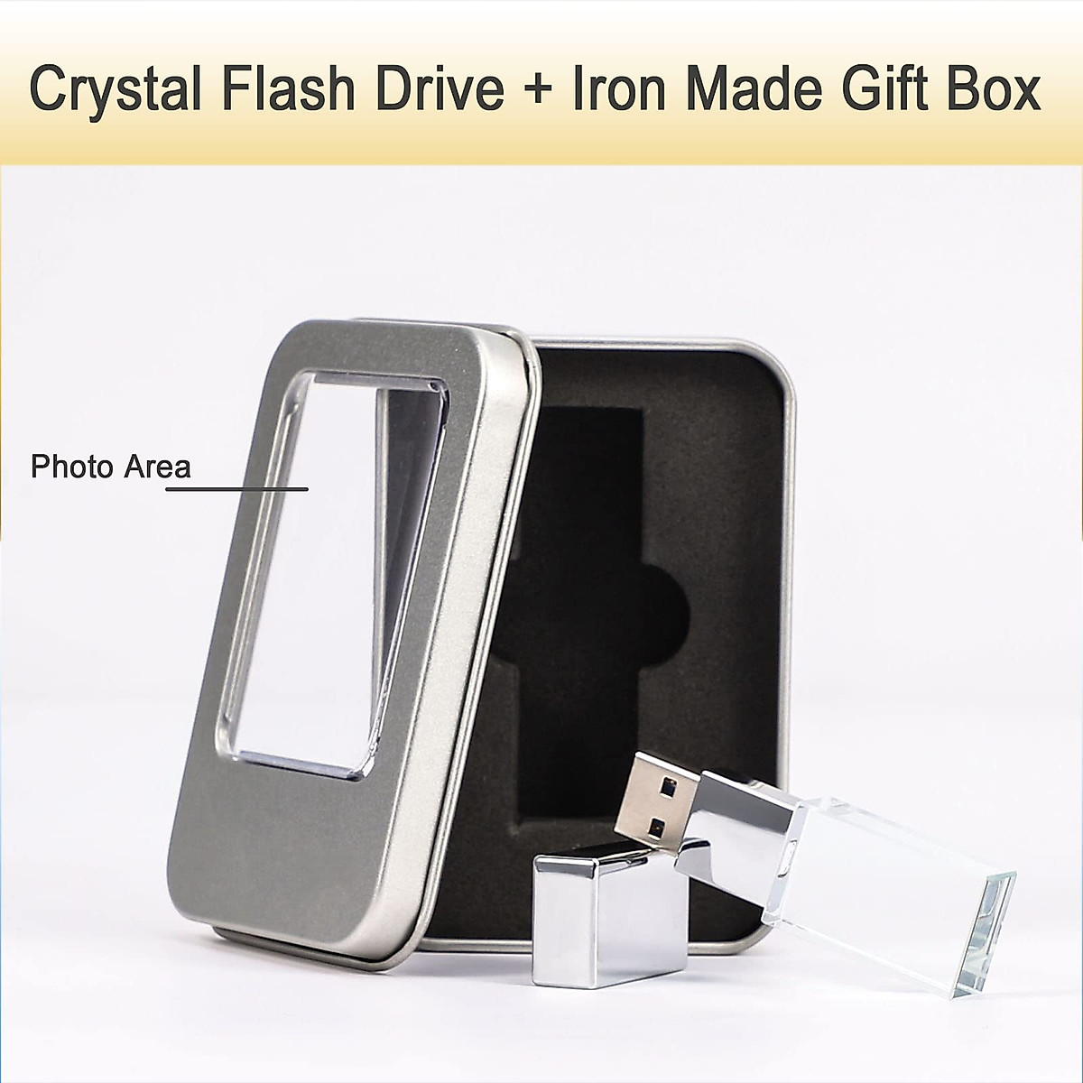 Laak 16GB New Crystal Transparent Rectangle Genuine USB Flash Drive 3.0 Wedding Gift Pendrive,Silver