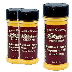 Amish Country Popcorn | Ballpark ButterSalt Popcorn Salt - 3-6 oz Bottles | Old Fashioned, Non-GMO and Gluten Free (3-6 oz Bottles)