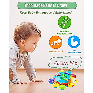 Vanmor Walking Crawling Toys for Infants 6-12 18 Months +, Spanish English Bilingual Learning Toy Montessori Educational Toy, Baby Musical Light up Toys Gifts for 1 2 3 Year Old Boy Girl