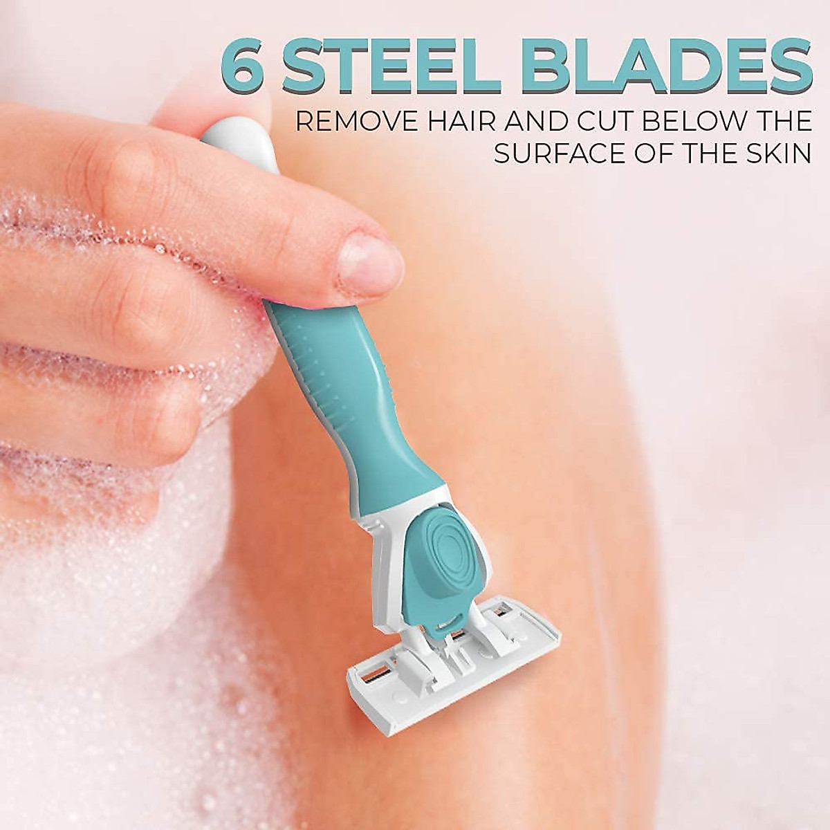 Nylea Razors for Women with Sensitive Skin - FlexShave - Premium Womens Razor for Shaving [6 Blades] Bikini Trimmer, Women's Shaver with Vitamin E and Aloe Vera Lubricating Strip with 3 Refills