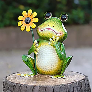 chisheen Garden Frog Statue Outdoor Decor Metal Frog Yard Art Sculpture