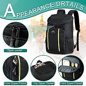 GoHimal Cooler Backpack Insulated Leak Proof 30 Cans Large Capacity with Multiple Pockets Black