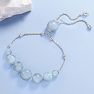 Ross-Simons 28.45 ct. t.w. Aquamarine Bead Graduated Bolo Bracelet in Sterling Silver