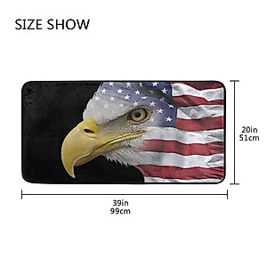 Kitchen Rugs Runner Bald Eagle with USA Flag Doormat Bath Rugs for American Independence Day July 4th Area Rugs for Bathroom Kitchen Indoor 39" X 20"
