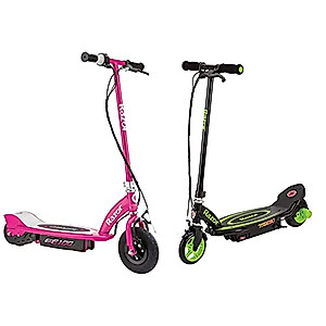 Razor 13111261 E100 Electric Scooter (Pink) & Power Core E90 Electric Scooter - Green