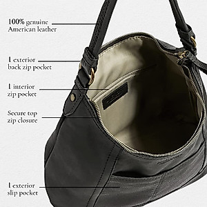 American Leather Co. - Hudson Hobo Handbag - Gorgeous Design and Superbly Fashionable - Black Smooth