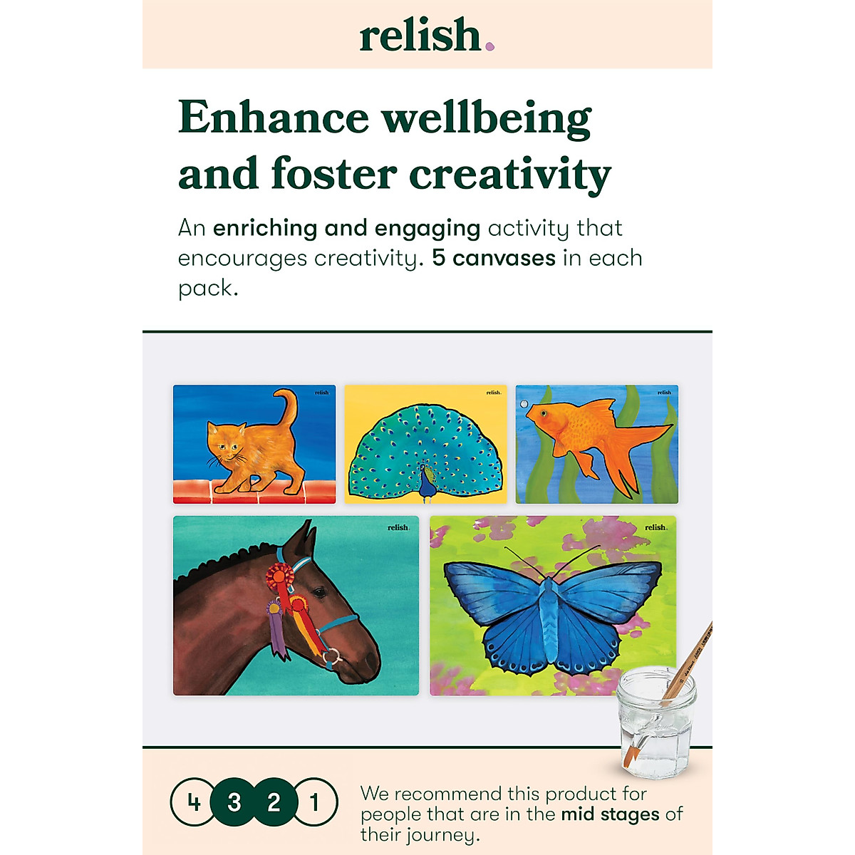 Relish - Aquapaints Activities for Seniors - Pack of 5 Reusable Water Painting Toys, Wonderful Animals, Specialized Products & Gifts for Elderly
