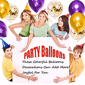 Purple Gold Balloon Garland Arch Kit, 121 PCS Purple Gold Party Supplies Gold Purple Balloons Gold Confetti Latex Balloons for Birthday Graduation Retirement Wedding Engagement Party Decoration