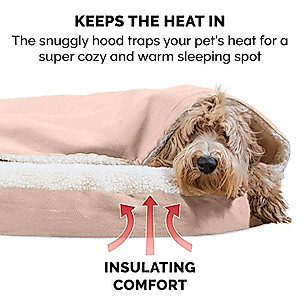 Furhaven 35" Round Orthopedic Dog Bed for Large/Medium Dogs w/ Removable Washable Cover, For Dogs Up to 50 lbs - Sherpa & Suede Snuggery - Cream, 35-inch