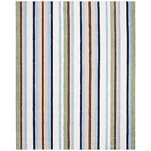 SAFAVIEH Kids Collection Accent Rug - 3' x 5', Multi, Stripe Cotton Design, Easy Care, Ideal for High Traffic Areas in Entryway, Living Room, Bedroom (SFK211A)
