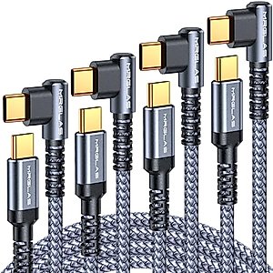 MRGLAS 4-Pack USB C to USB C Cable 60W 3.2A, [90°, Gold-Plated] Type C Charger Fast Charging for iPhone 15 Pro Max Plus, [10+6.6+3.3+1.6FT] USB C Charger Cable for Samsung S24 S23,iPad Pro,MacBook Pro