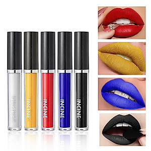 MAEPEOR Matte Liquid Lipstick 5PCS Creative DIY Lipstick Kit Long-Lasting Wear Non-Stick Cup Lip Gloss Lipstick Set with Brush