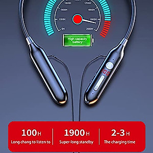 Cloudro Wireless Bluetooth Headset Neck-Mounted Earbuds - Built-in Microphone Wireless Waterproof Headset Semi-in-Ear Bluetooth Headset - Home Office Outdoor Sports Work Out Game Running Use, Black