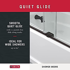 Delta Shower Doors SD3927404 Classic Semi-Frameless Traditional Sliding Bathtub, 60" x 58-1/8", Chrome Track